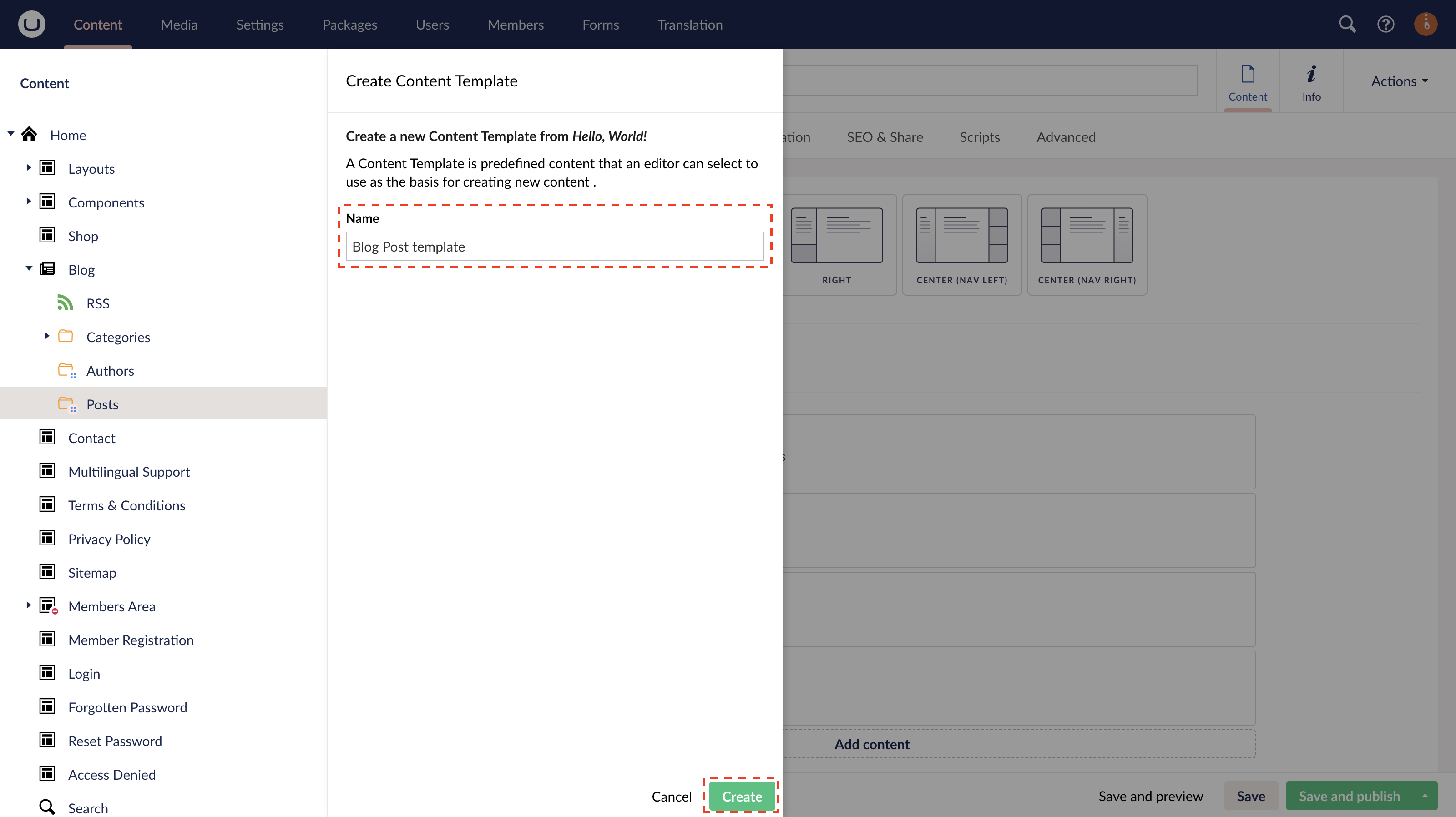 how do i create a standardized blog post template
